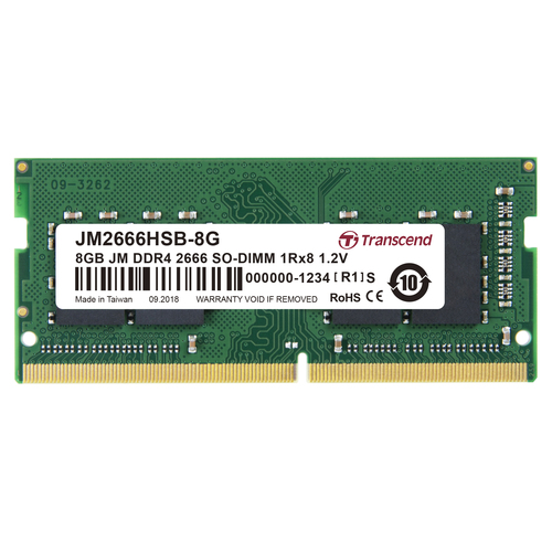 Transcend JetRam, 8 GB, 1 x 8 GB, DDR4, 2666 MHz, 260-pin, SO-DIMM - Pondesk - RMHO-6945